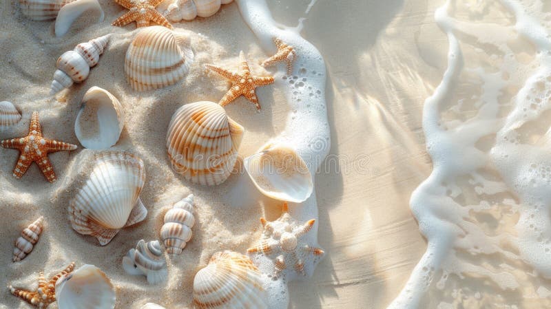 Coastal Decor Trends, Soft Pastel Seashells Elegantly Scattered on a ...