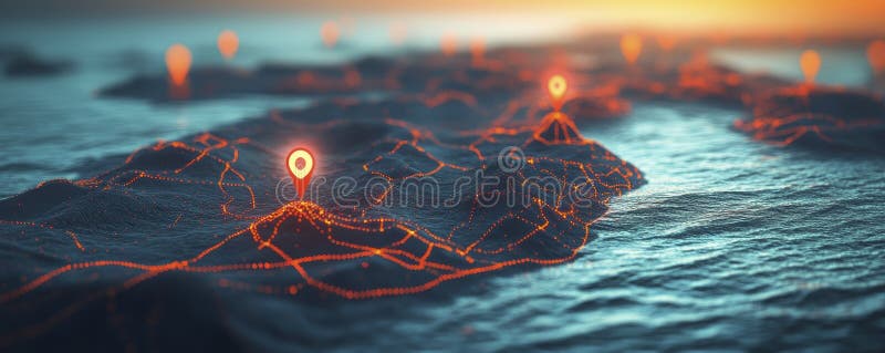 Coastal Digital Map with Real-Time Boat Tracking and Location Pins ...