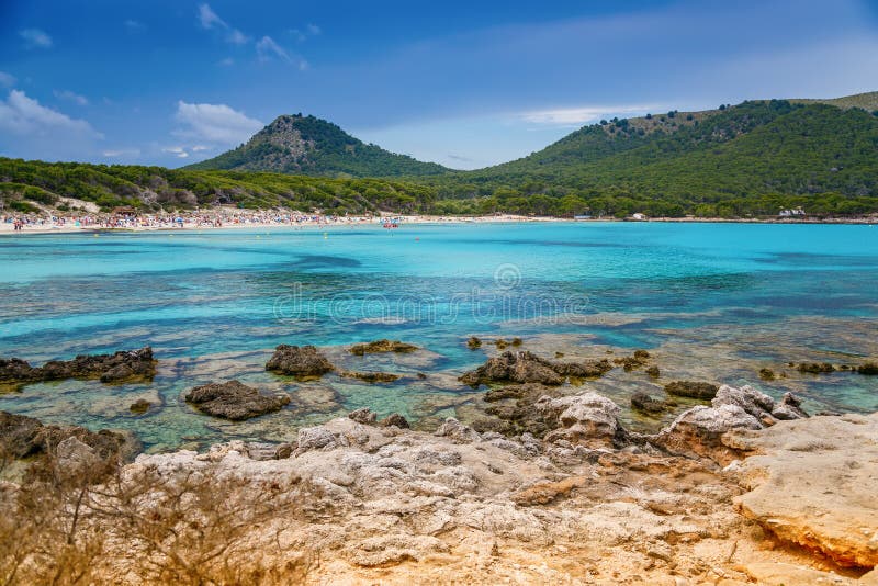 The Coastal Environment and Crystal Waters in Cala Agulla Beach Stock ...