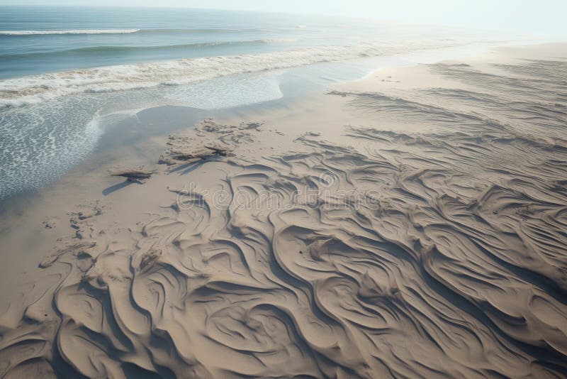 Coastal Erosion Patterns on a Sandy Beach. Generative Ai Stock ...