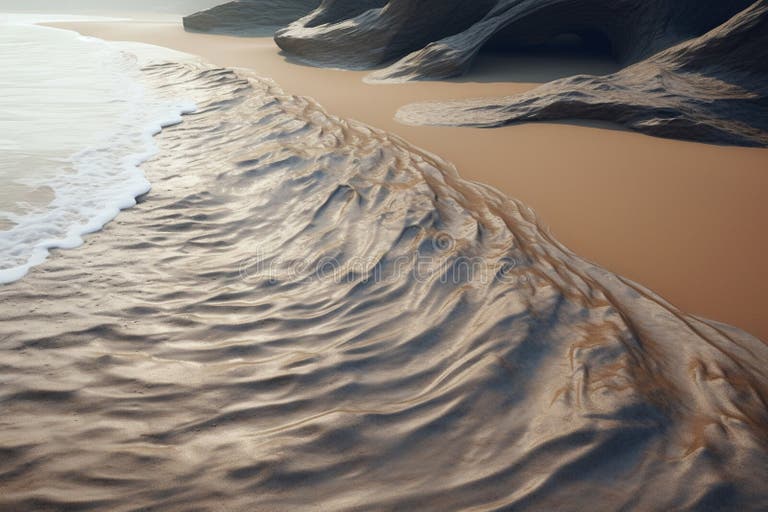 Coastal Erosion Patterns on a Sandy Beach. Generative Ai Stock ...