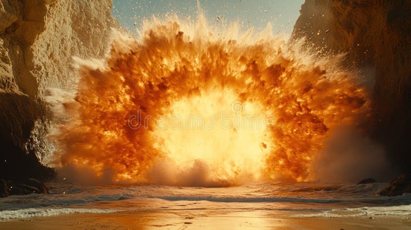 Coastal Explosion Opens a Tunnel Stock Illustration - Illustration of ...