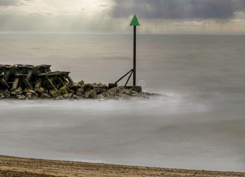Coastal Groyne Marker stock image. Image of rocks, defence - 267527843