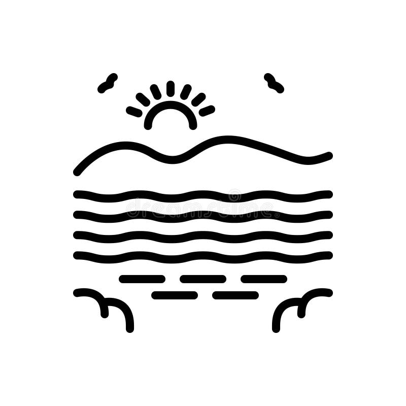 Black Line Icon for Coastal, Seaside and Beach Stock Vector ...