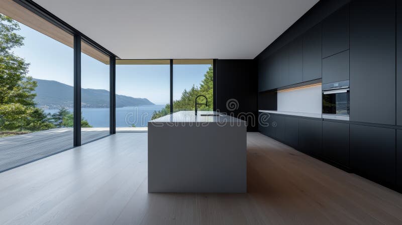 Coastal Kitchen Design, Sleek White Cabinets, a Large Island, and ...