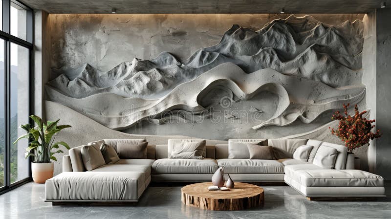 Coastal Landscape 3d Relief Wallpaper Stock Illustration - Illustration ...