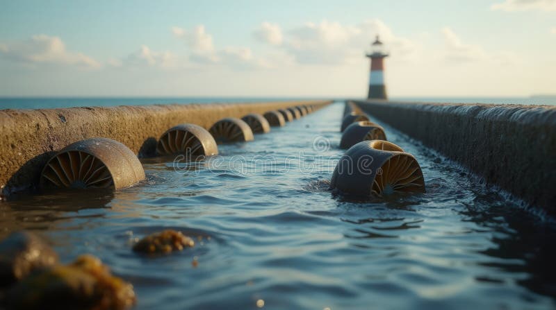 The Coastal Landscape Features a Lighthouse in the Distance, with a ...
