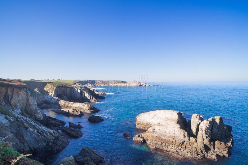 Coastal Landscape with Rocks and Sea. Copy Space Stock Photo - Image of ...