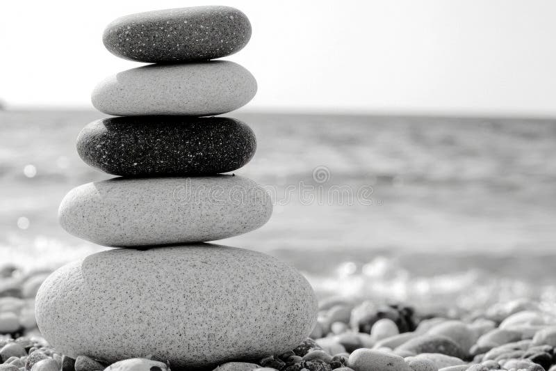 Coastal Landscape with Stacked Rocks on the Shore Stock Photo - Image ...