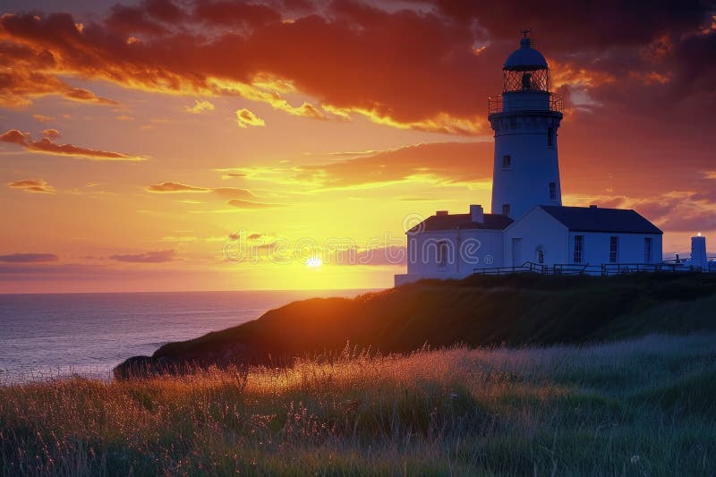 Coastal Lighthouse at Dawn Photography Stock Photo - Image of dawn ...