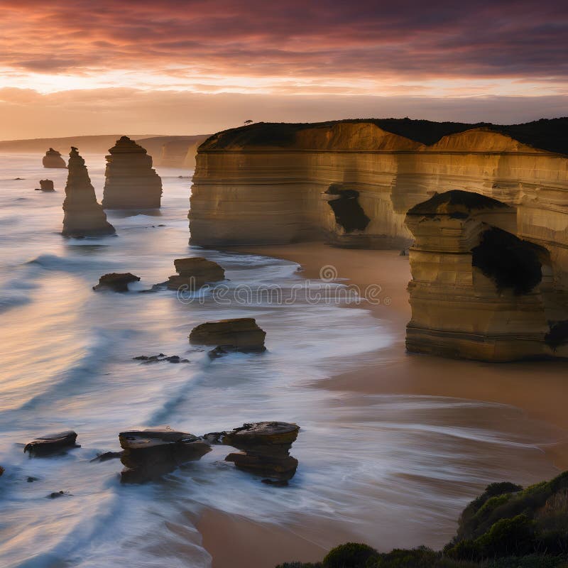 Coastal Majesty: First Light on Victoria S Cliffs Stock Illustration ...