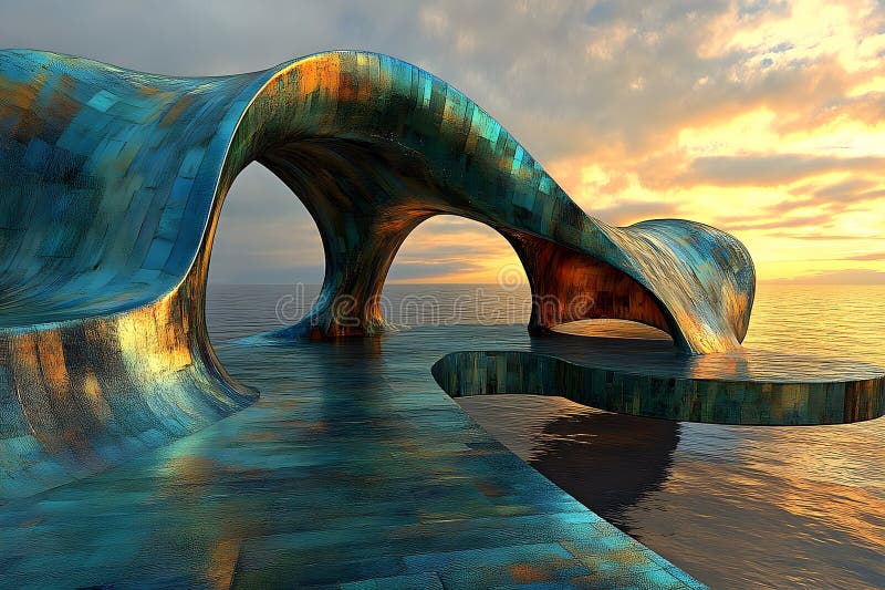 Oceanic AI Architecture stock illustration. Illustration of color ...