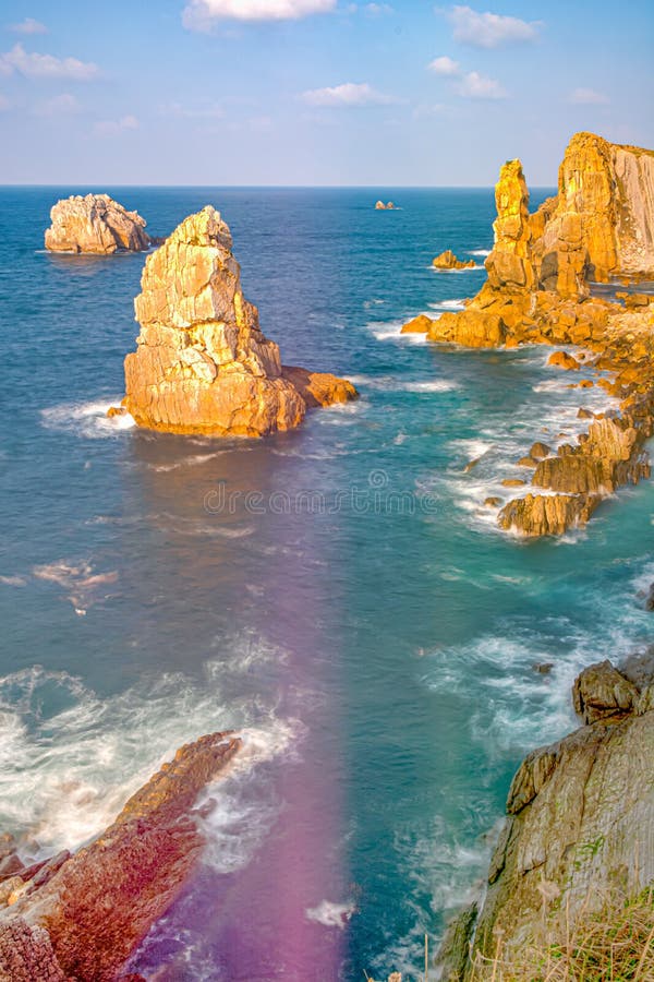 Coastal and Oceanic Landforms, Sunset Stock Photo - Image of land ...