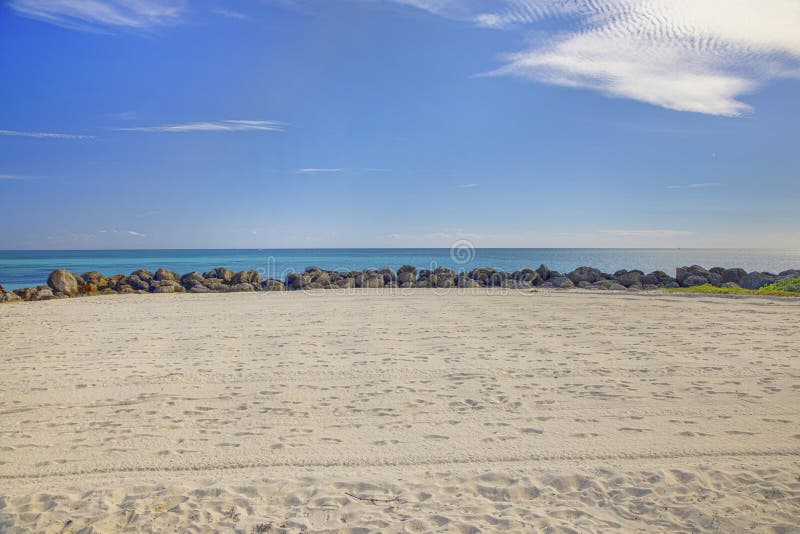 Coastal Panorama, Sandbar Surrounded by Jetty Stock Photo - Image of ...