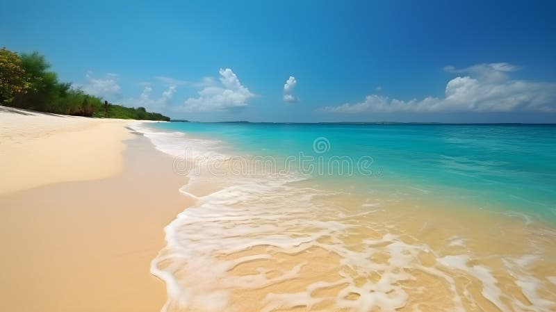 Coastal Paradise, Stunning Tropical Beach, Sunlit Tree Line, and ...