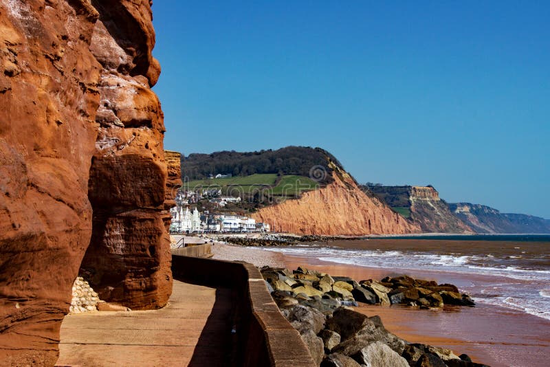 The Coastal Path Hugging the Sandstone Cliffs in Sidmouth Devon Stock ...