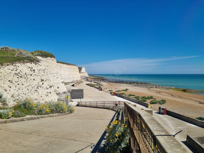 Coastal Path at Saltdean between the White Cliffs and the Ocean at Low ...