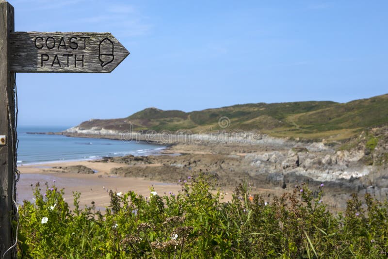 Coastal Path Sign in North Devon Stock Photo - Image of european ...