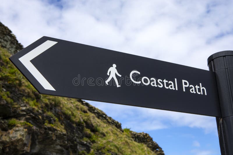 Coastal Path Sign at Tintagel in Cornwall, UK Stock Photo - Image of ...