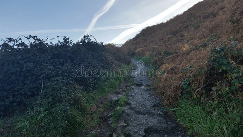 Coastal Path and Sky with Clouds Stock Image - Image of nature, trail ...