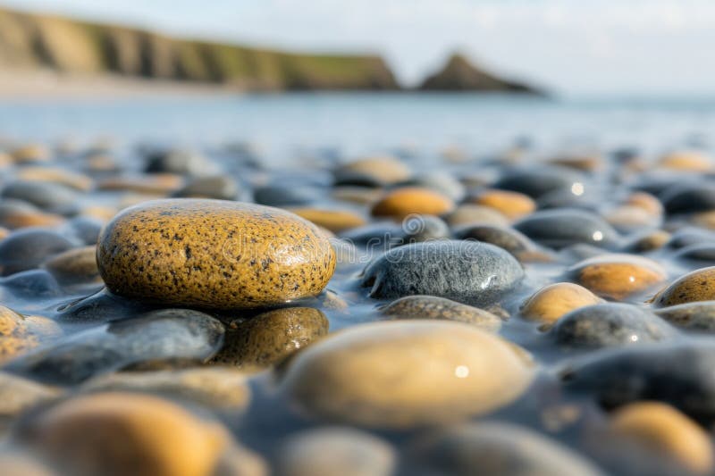 Coastal Pebbles in Shallow Water: a Serene Seascape Stock Illustration ...