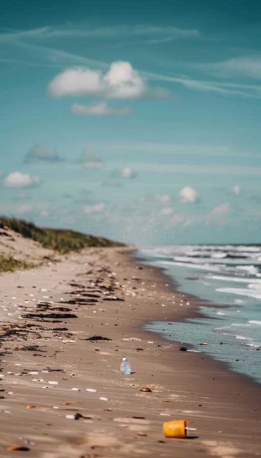 Coastal Pollution Trash Along Beach, Environmental Contamination with ...