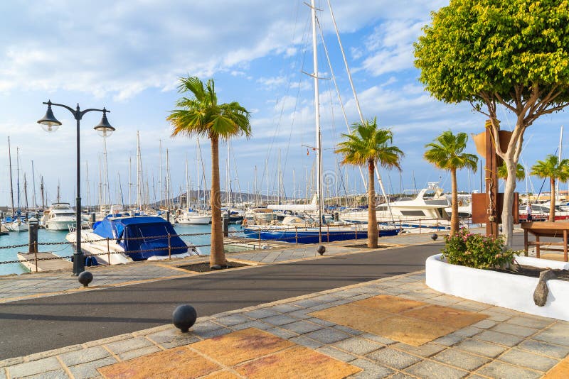 Coastal Promenade in Marina Rubicon with Yacht Boats Stock Image ... Coastal Promenade in Marina Rubicon with Yacht Boats Stock Image ...