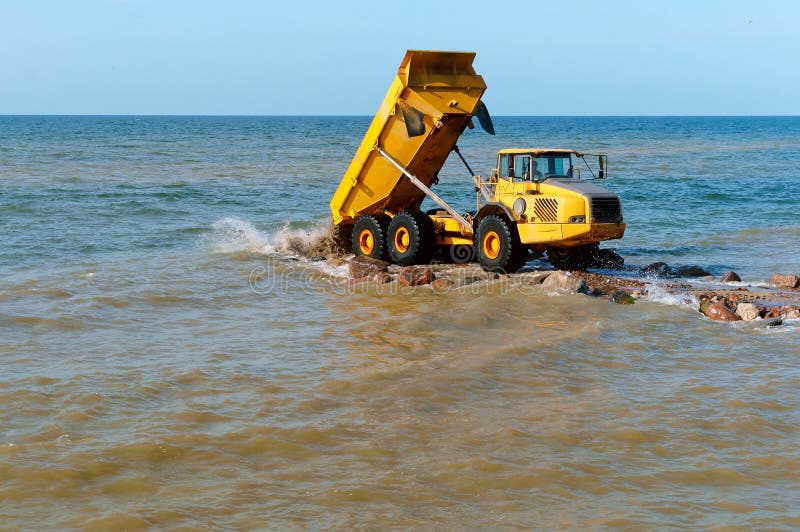 Coastal Protection Measures, Construction Equipment on the Shore, the ...
