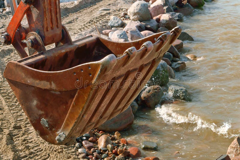 Coastal Protection Measures, Construction Equipment on the Shore, the ...