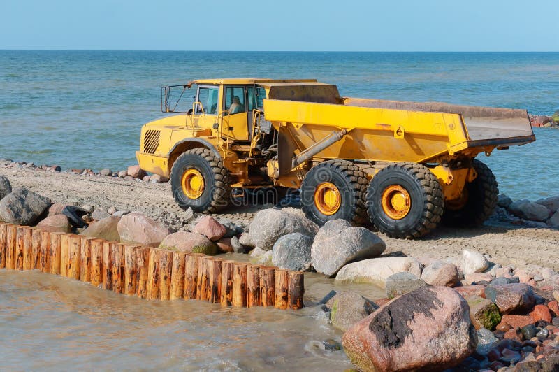 Coastal Protection Measures, Construction Equipment on the Shore, the ...