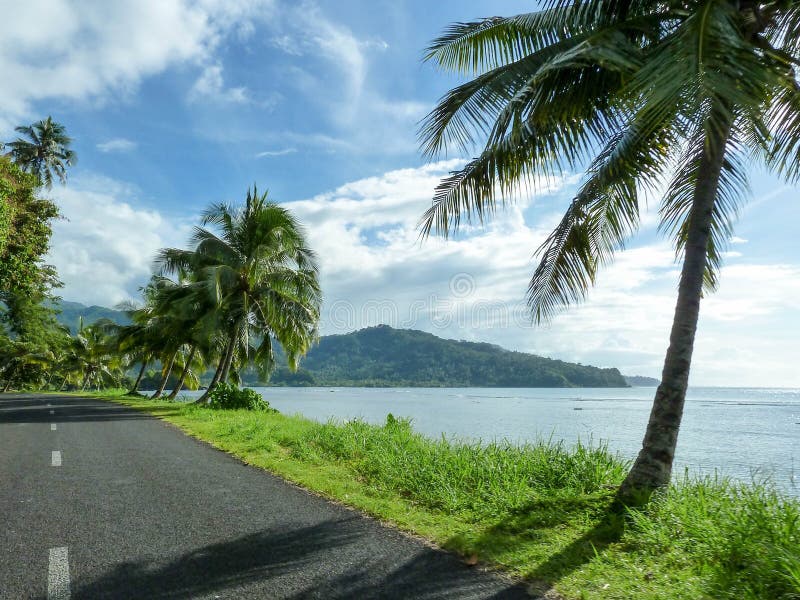 Coastal Road in Tropical Samoa Stock Photo - Image of road, oceana ...
