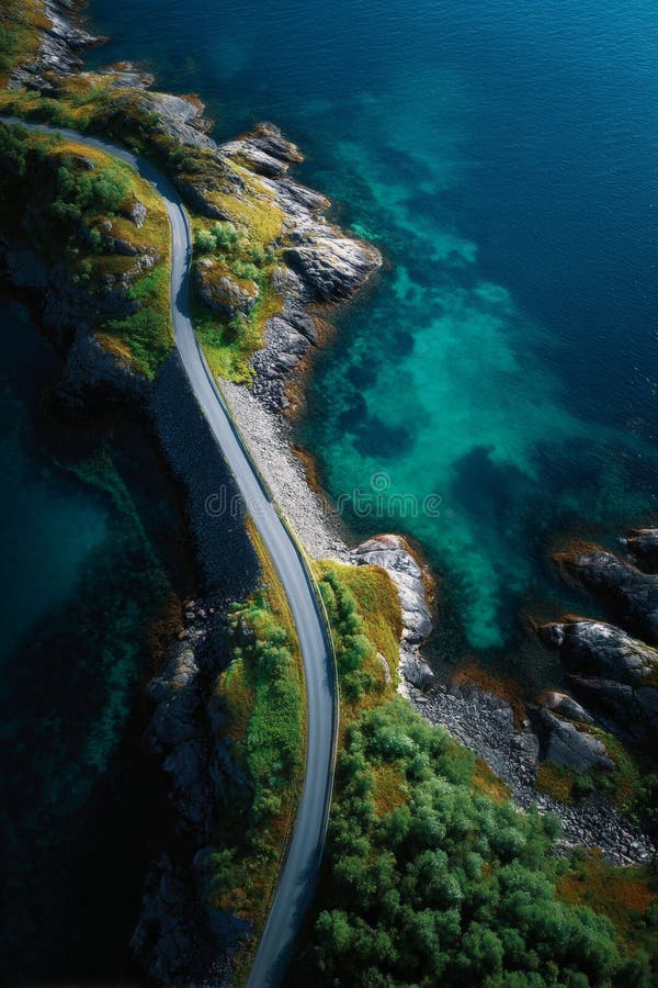 Coastal Road Winding through Mountains Stock Image - Image of hiking ...