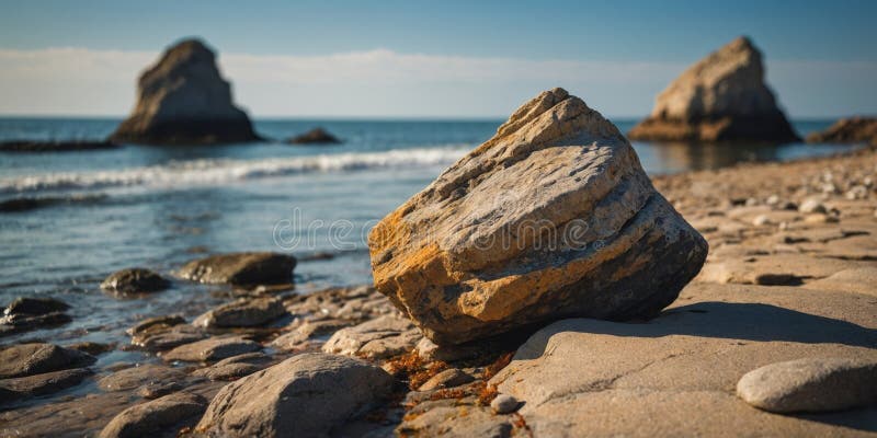 Coastal Rock Formation with Summer Colors. Stock Illustration ...
