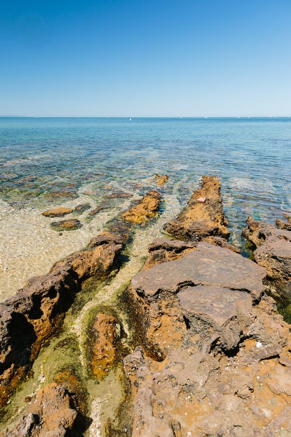 Coastal Rock Formations in Melbourne Stock Image - Image of beach ...
