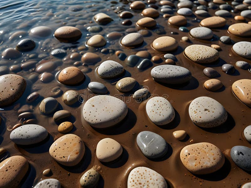 Coastal Rock Pool with Smooth Stones Stock Illustration - Illustration of ocean, pool: 344805704