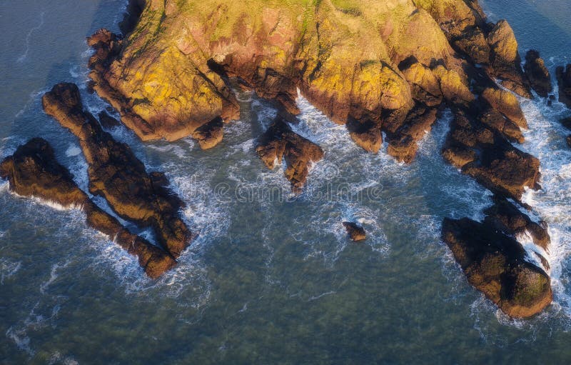 Coastal Rocks Viewed from Above at Sunrise Stock Image - Image of ...