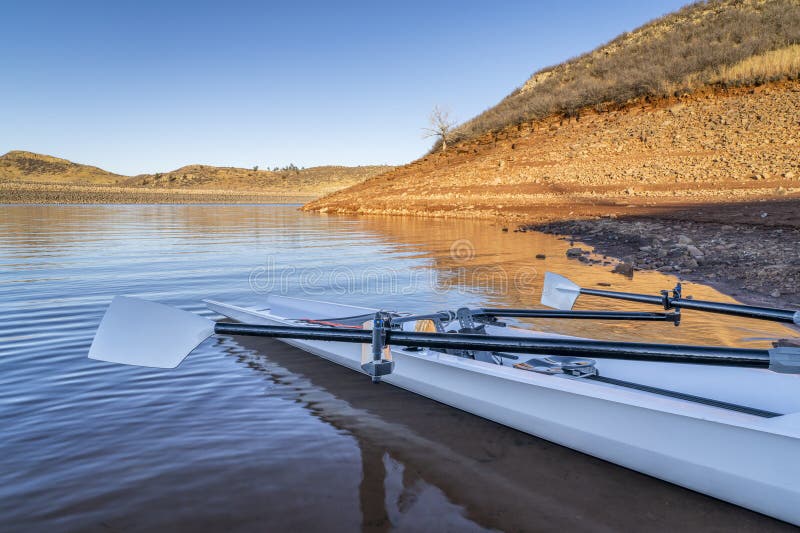 Coastal Rowing Shell on a Shore of Horsetooth Reservoir in Fall or ...
