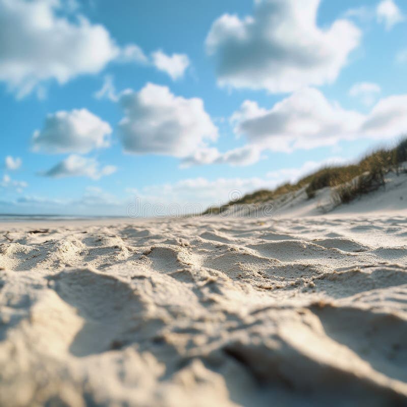 Coastal Sand Beach Under Sunny Sky Stock Illustration - Illustration of ...