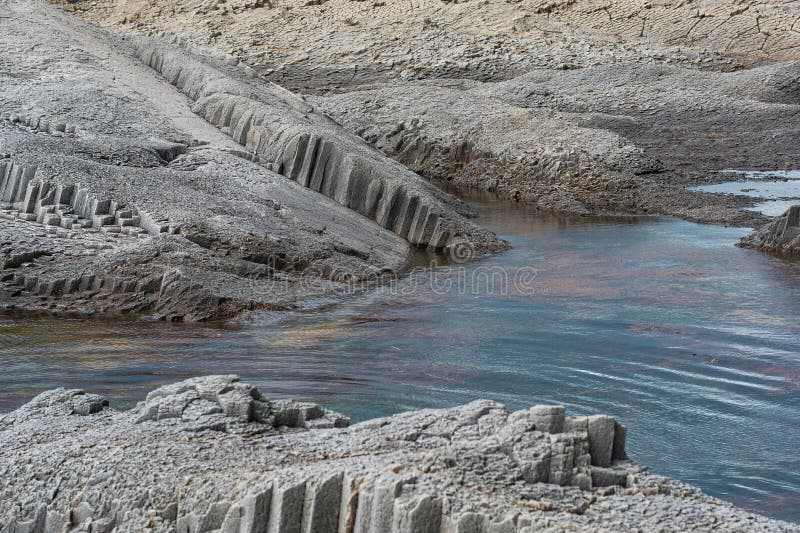Coastal Seascape with Beautiful Columnar Basalt Rocks at Low Tide Stock ...