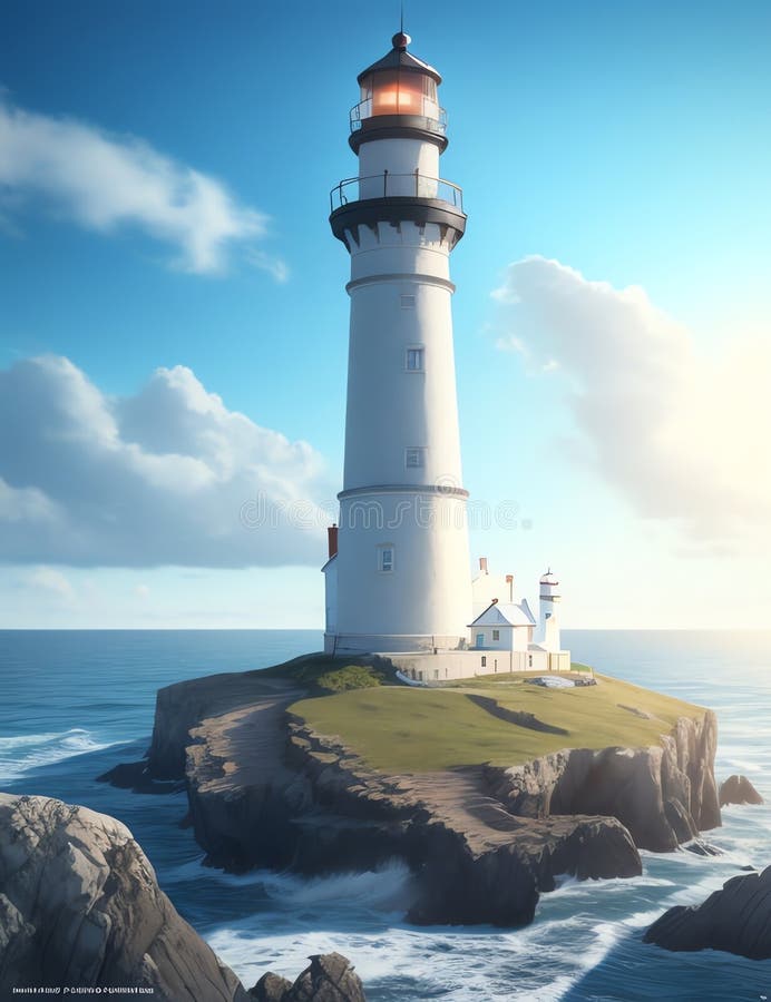 Coastal Sentinel: Perfect stock illustration. Illustration of cliff ...