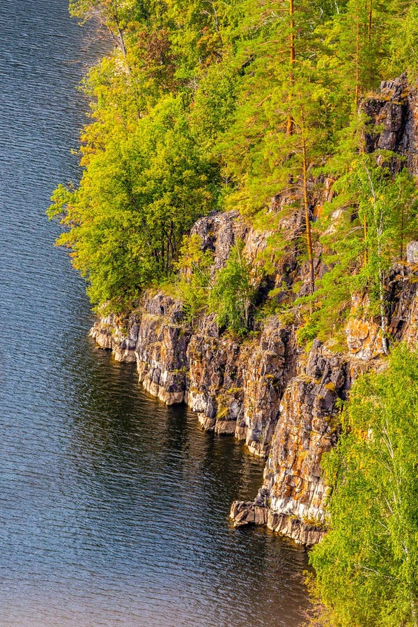Coastal Steep Cliffs Going into the Water Stock Image - Image of ...
