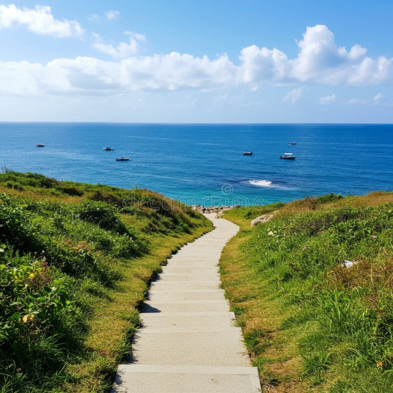 A Path Leading To a Stone Arch on a Hill. Generative Ai Stock ...