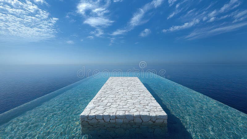 Coastal Stone Platform Over Water, Tranquil Scene Stock Illustration ...