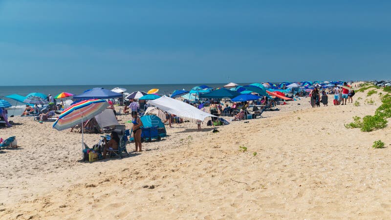 Coastal Summer Scene with People Relaxing by the Atlantic Ocean ...