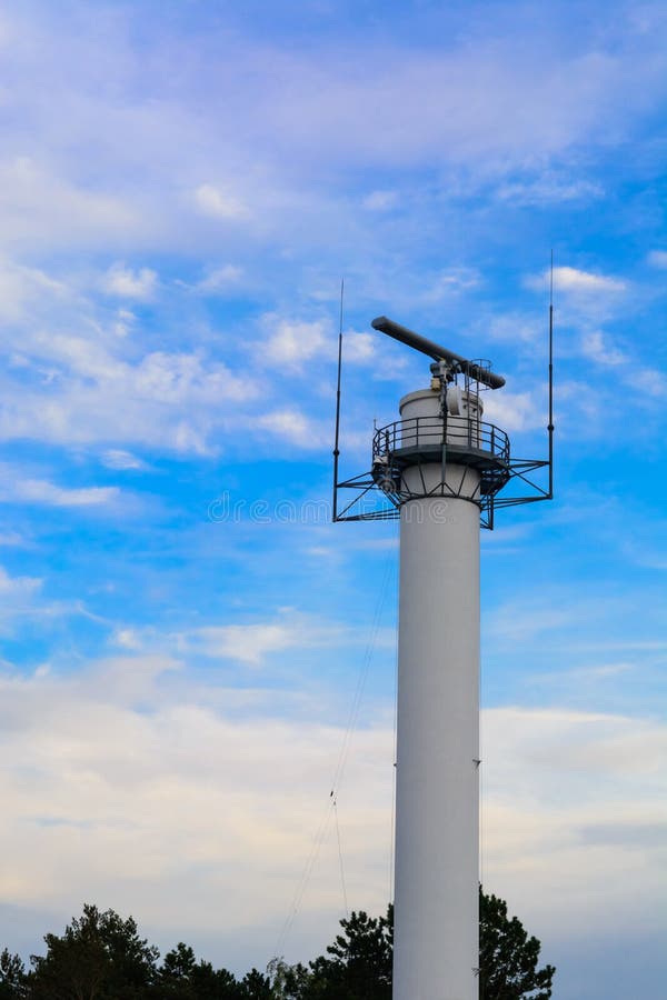 COASTAL SURVEILLANCE Radar System. the Marine Radar on Tower. Stock ...