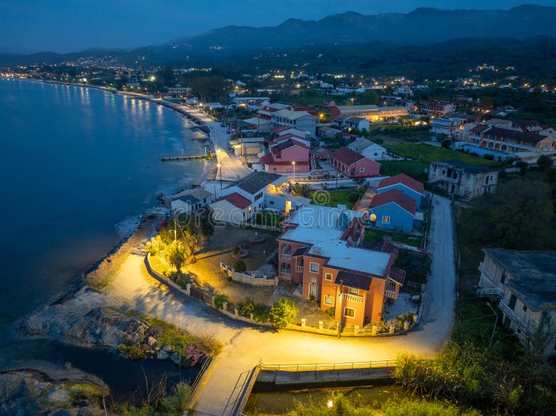 Coastal town at twilight editorial stock image. Image of europe - 352992209