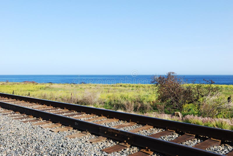 Coastal Train Tracks stock photo. Image of blue, nature - 6241184