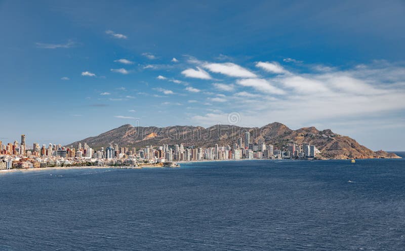 Coastal View of the City of Benidorm with Beach Stock Image - Image of ...