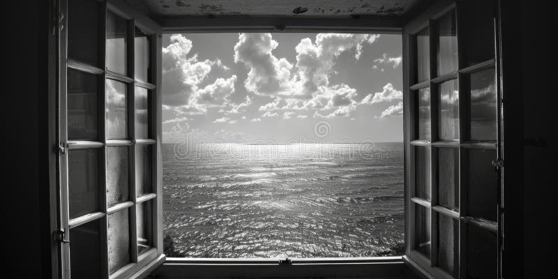 Coastal View from Open Window Stock Image - Image of outdoors, nature ...