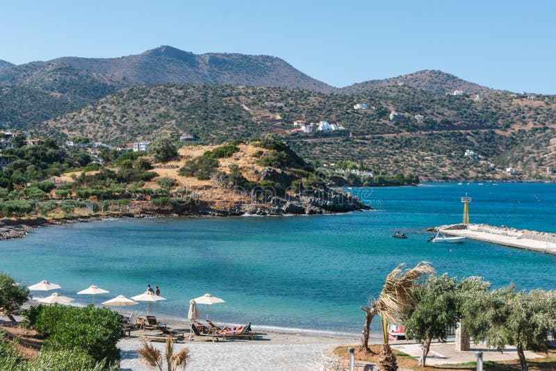 Coastal View of a Resort Lake before the Mountains Under the Blue Sky ...